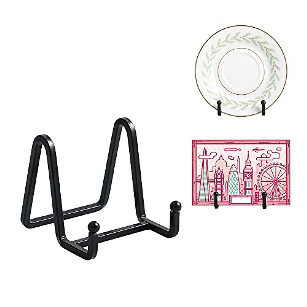 Plate Holder Easel Display Stand - 3 inch Metal Plate Stands for Display - Tabletop Picture Stand - Black Iron Easels for Display Pictures | Photo Frames | Book | Decorative Plates | Plaque - 1 Pack