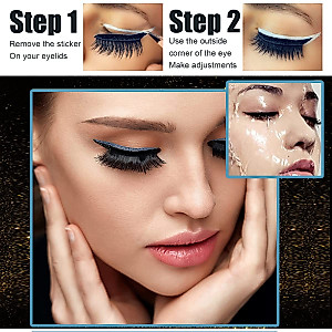 Aaiffey Eyeliner Sticker with Eyelashes,Reusable Eyelashes & Eyeliner Stickers Natural & Waterproof Eyelashes Makeup Stickers Instant for Women 4 Pairs (Black)