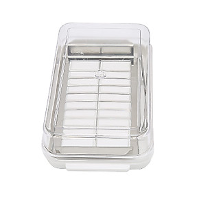 Fdit Stainless Steel Butter Preservation Box Butter Box With Lid, Butter Partition Storage Box Container With Transparent Cover For Kitchen(1#)