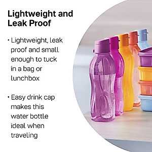 Tupperware Brand Eco+ Small Reusable Water Bottle - 500mL, Pack of 5 - Dishwasher Safe & BPA Free - Lightweight & Leak Proof - Great for Travel, Gym & Outdoor Activities