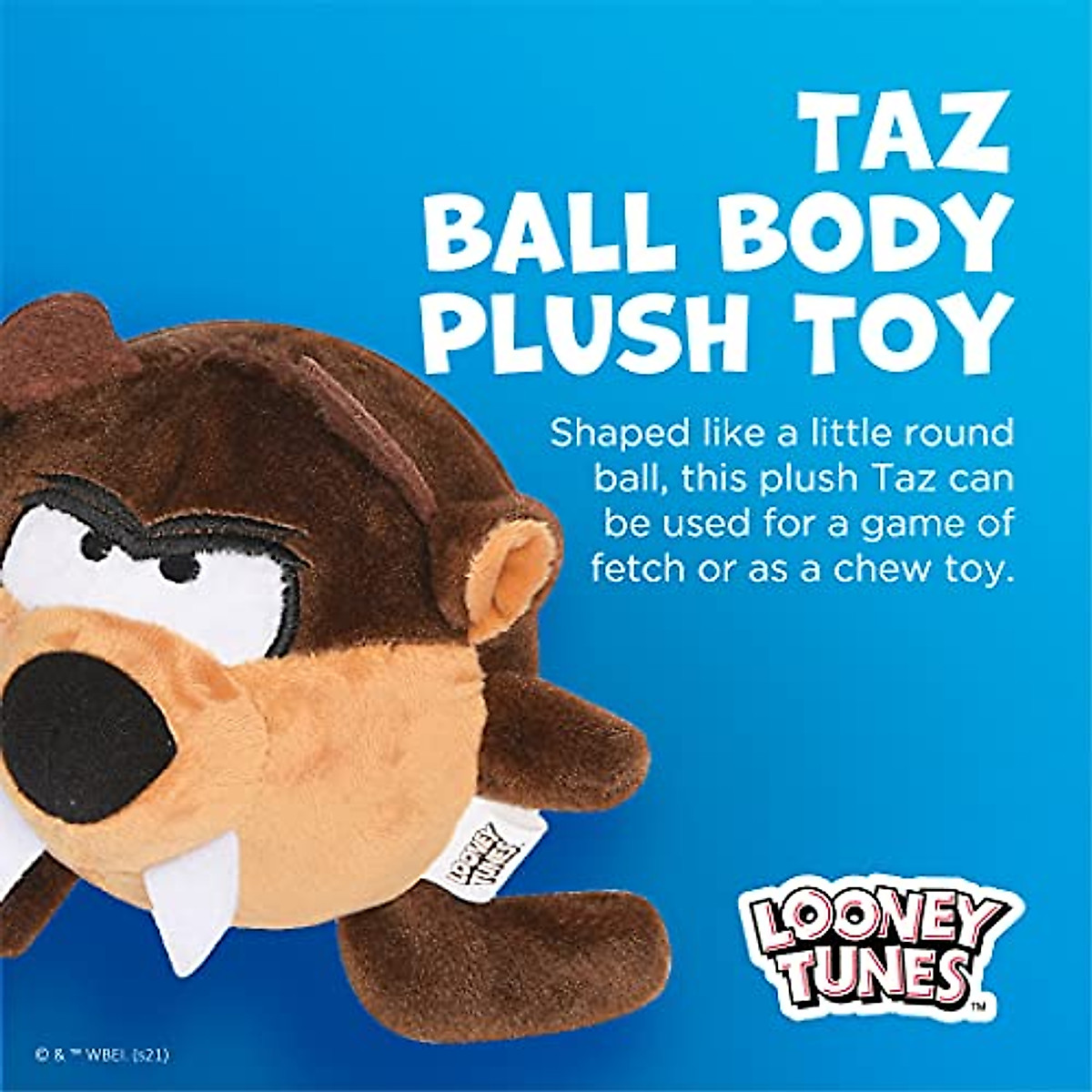 LOONEY TUNES for Pets Brown Tasmanian Devil Taz Ball Body Plush Dog Toy for All Dogs | Squeak Toy for Dogs | Cartoon Character Soft Plush Stuffed Dog Toy