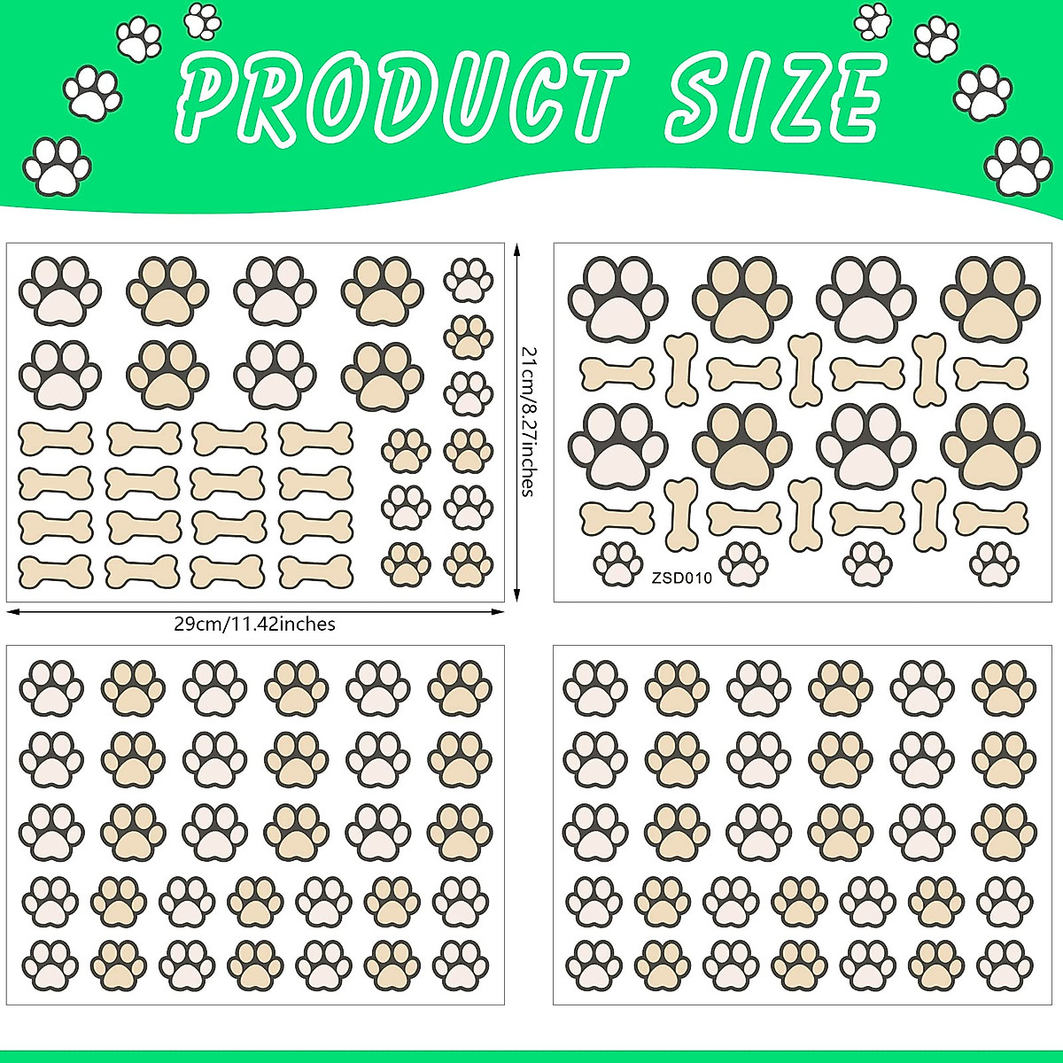 127 Pcs Dog Paw Print Stickers Glow in The Dark Wall Decals Dog Paw Print Wall Decor Dog Wall Stickers Decals Luminous Removable Vinyl Dog Paw Bone Wall Decals for Kids Nursery Bedroom (Green Light)