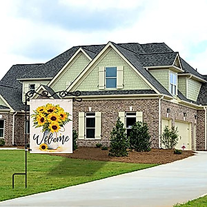 Garden Flag Stand Floral Style, BONWIN Garden Yard Flag Pole Holder Stands, Powder Coated Weather-Proof Paint Metal Flagpole with Spring Stoppers & Anti-Wind Clip for Garden - 36.34"H x 16.02"W, 2 Pack