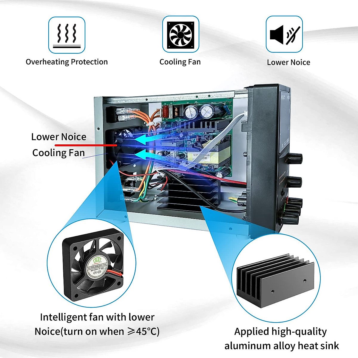 DC Power Supply Variable, Hyelec 30V 5A Adjustable Switching Regulated DC Bench Power Supply with 4 Digits LED Display, Data Hold,Coarse and Fine Adjustment with 110V Alligator Leads