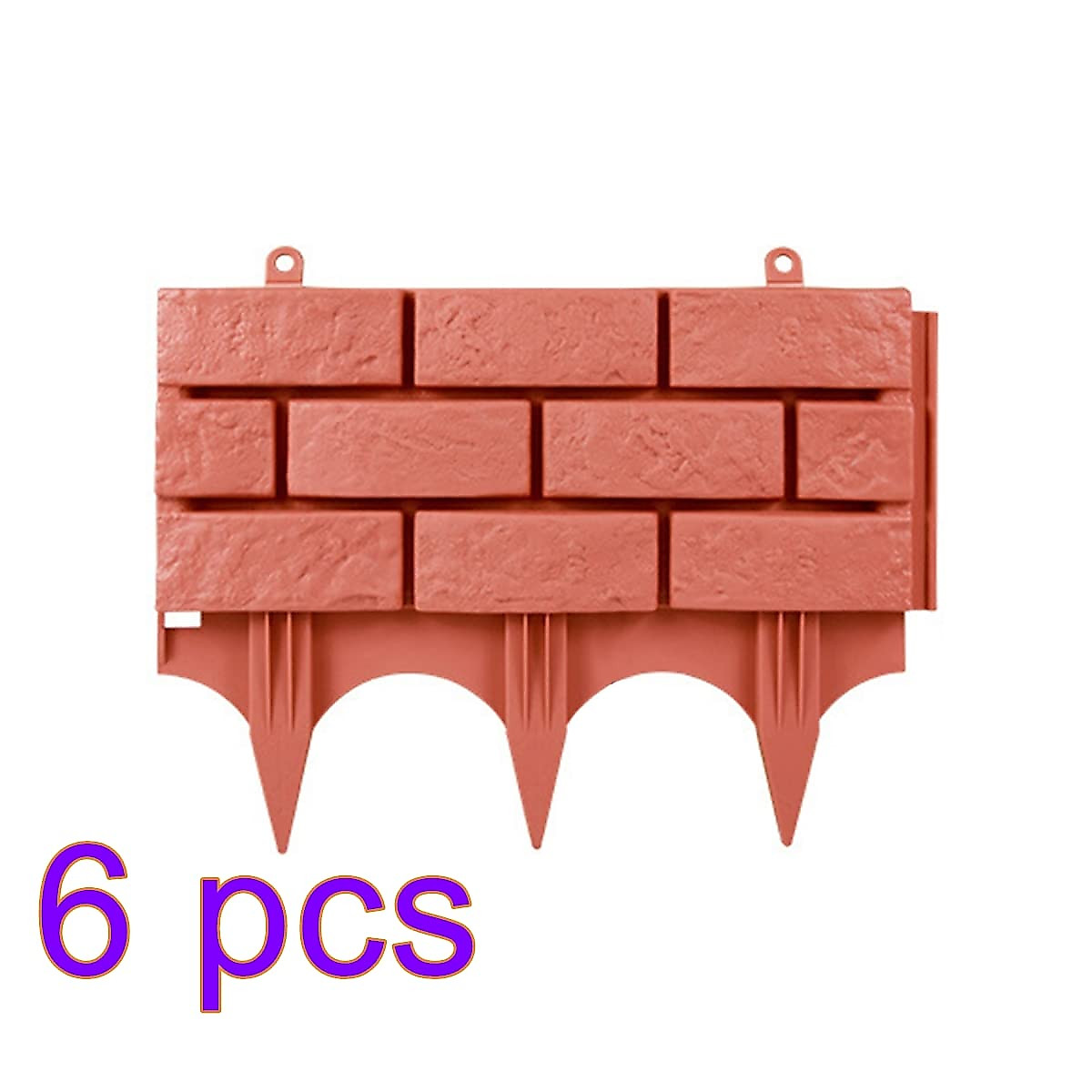 DNIEBW Garden Lawn Edging Set 6PCS Garden Border Edging Plastic Fence Plant Border Imitation Stone Brick for DIY Decorative Walkways Flower Bed & Grass Garden Border Edging - Red