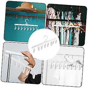 Cabilock Foldable Clip Hangers Clothes Sock Underwear Clips Space Saving Windproof Drying Racks Clothespins for Home Travel (White) Sock Hanger