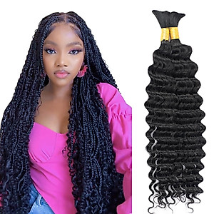 22 Inch Human Hair Braiding Hair Human Braiding Hair Wet and Wavy Braiding Hair Human Hair for Braiding Deep Wave Bulk Human Hair Curly Extension 100g