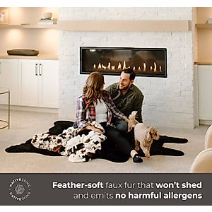 NativeSkins Faux Cowhide Rug – Midnight Black (Medium) | 4.3ft x 5.7ft | Triple-Layer Support | Ultra-Soft Pile | Hand-Cut, Faux Suede No-Slip Backing | Western Rug | Cow Hide Animal Print Rug