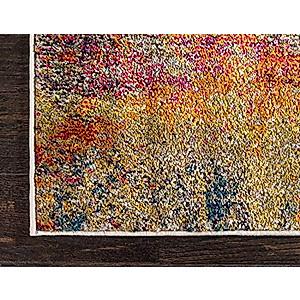 Unique Loom Chromatic Collection Modern Colorful & Vibrant Abstract Area Rug For Any Home Décor (8' 0 x 10' 0 Rectangular, Beige/ Pink)