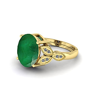 LMDPRAJAPATIS 9.25 Ratti Certified Emerald Panna Stone Gold Plated Adjustable Fine Jewelry Ring For Women's