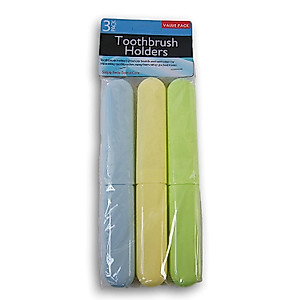 Travel Toothbrush Cases Container - Plastic Tooth Brush Holder Covers - 3 Pack (Colors Vary)