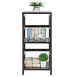 ZenStyle 3-Tier Open Storage Shelf Bookcase End Table for Bathroom Living Room Bedroom, Espresso Finish, Set of 2