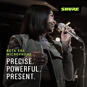 Shure BETA 58A Vocal Microphone - Single Element Supercardioid Dynamic Mic for Stage and Studio, Includes A25D Adjustable Stand Adapter, 5/8” to 3/8” (Euro) Thread Adapter and Storage Bag