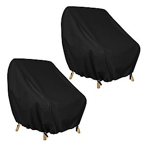 Patio Chair Cover for Outdoor Furniture Waterproof, Patio Deep Seat Cover, 600D Heavy Outdoor Lawn Chair Covers Fit Up to 35" W x 39" D x 31" H, Black, 2 Pack