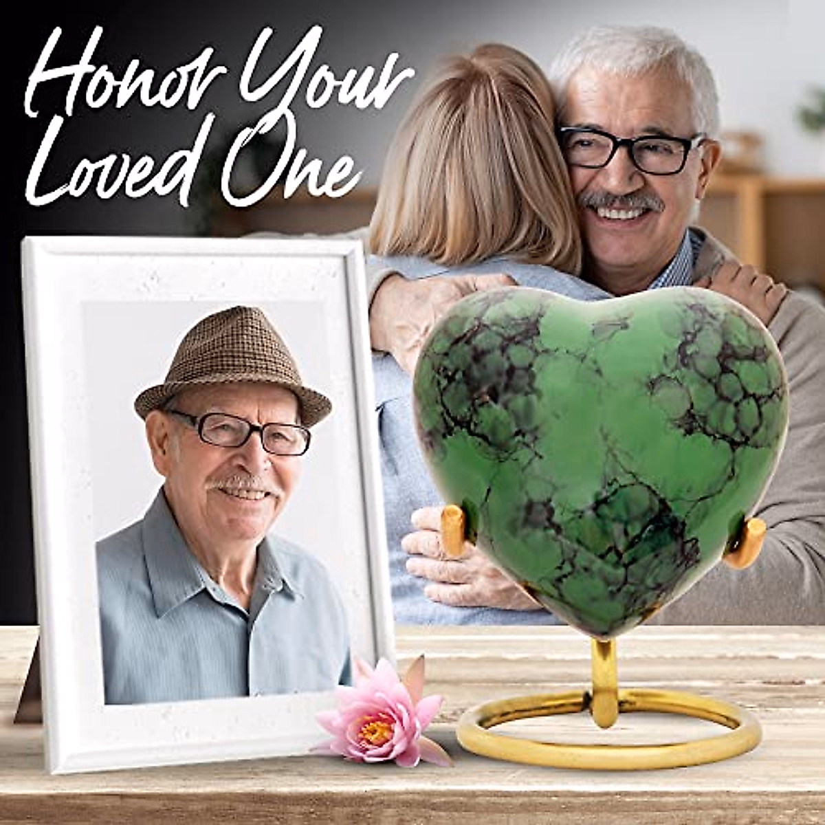 Green Heart Keepsake Urn for Human Ashes - Mini Heart Urn with Stand & Premium Box - Small Green Urn for Ashes - Honor Your Loved One with Small Urn Heart Shaped - Mini Urn for Adults & Infants