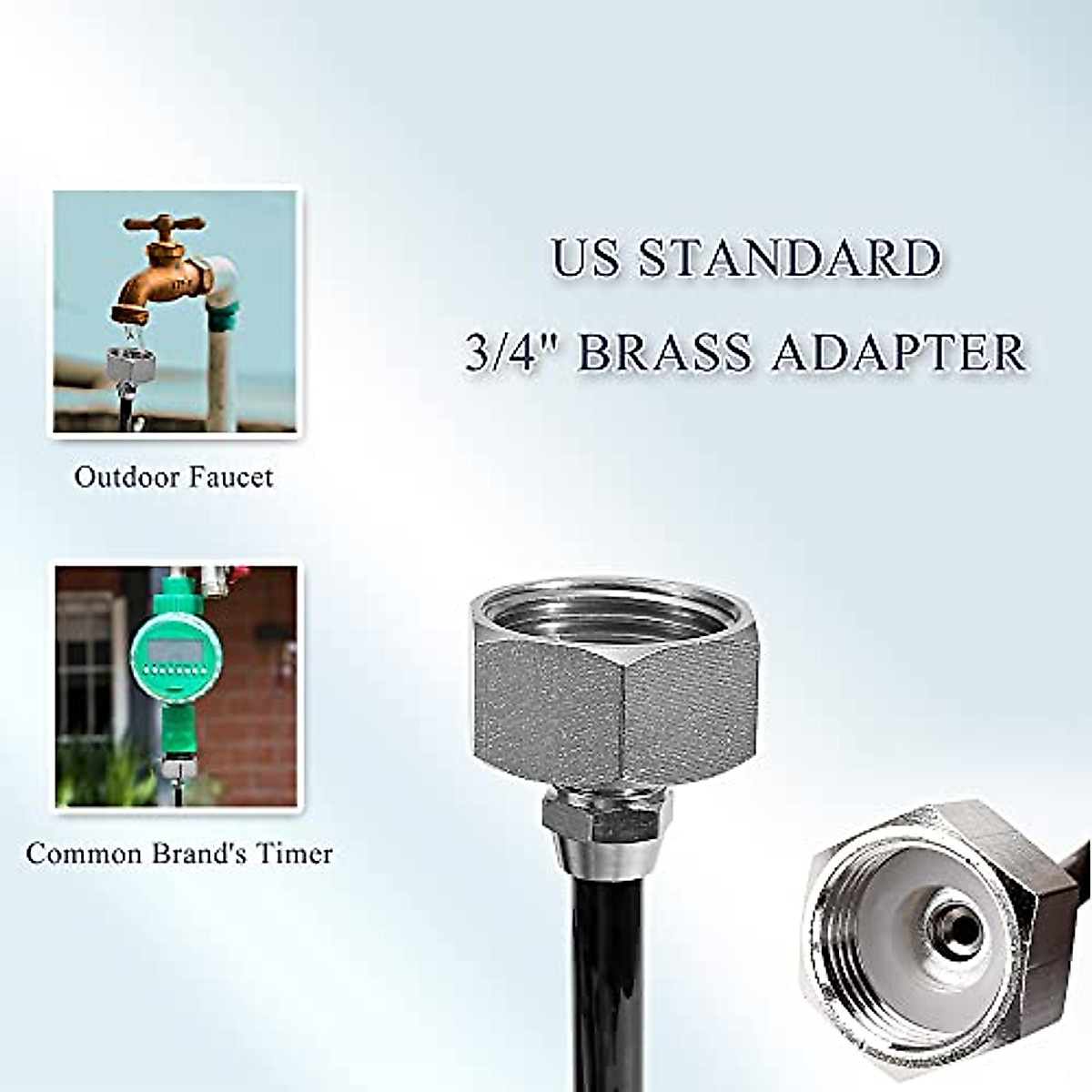 CozyCabin Misting Cooling System, 42FT(13M) Misting Line + 22 Brass Adapter(3/4”), Misters for Outside Patio, for Garden and Greenhouse Mister System