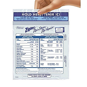 Ziploc Zip 'n Steam Food Storage Bags for Meal Prep, Healthy Meals in Minutes, Microwave Safe, 10 Count