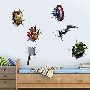 FANG LIAN 3D Avengers Wall Decals Superhero Wall Stickers for Boys Bedroom DIY Removable Superhero Wall Decor for Kids Bedroom Living Room Children Themed Room Party Decoration (Size 24 x 16 inch)