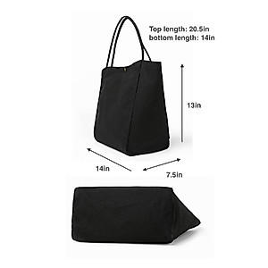 Jeelow Canvas Tote Handbag Shoulder Bag Purse Lightweight Yoga Shopping Travel For Men Women (Black Oversize)