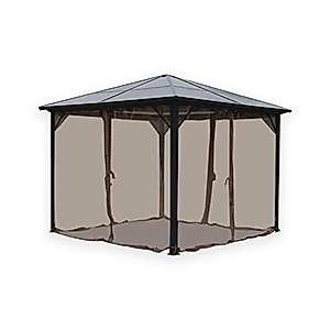 Garden lucky Replacement Gazebo Mosquito Netting 4 Panels for Patio Garden Backyard (12'x12', Brown, Only Netting)
