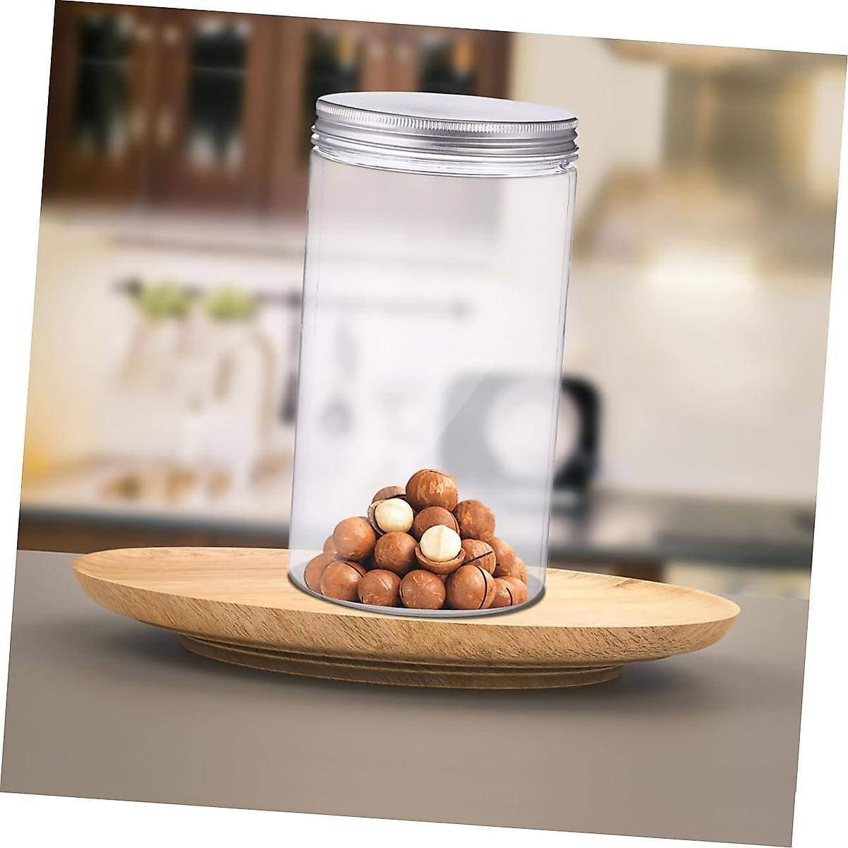 Cabilock 4pcs Plastic Cereal Storage Container Plastic Food Storage Container Tank Food Storage Jar with Lid for Loose Tea Sugar Dry Grains Food Coffee Bean 10cm