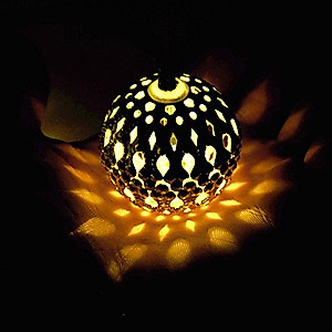 Modern Home Solar LED String Lights - Moroccan Metal Globe Lanterns
