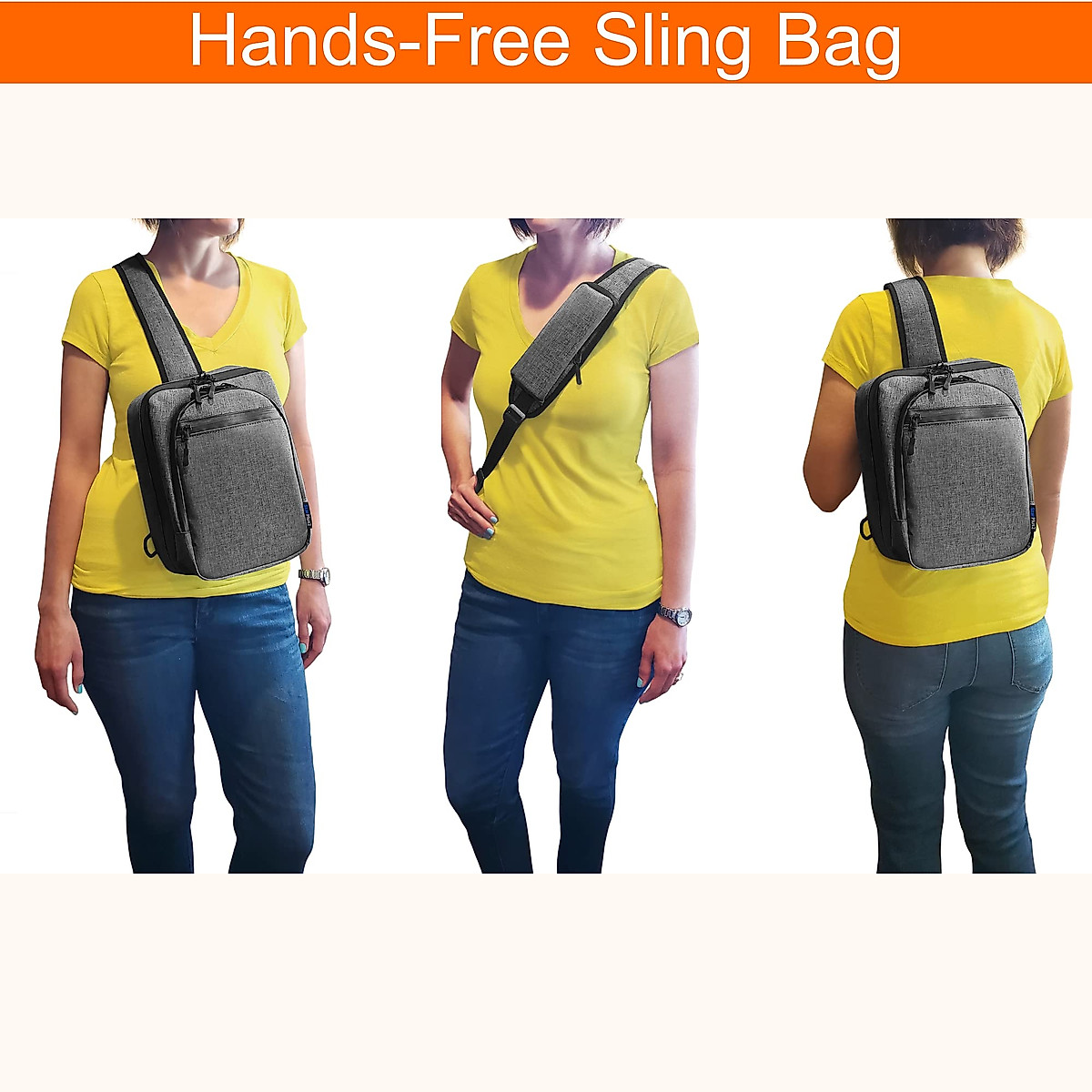 StarPlus2 Cross-Body Hands-Free Modular Pill Bottle Organizer, Medicine Bag, Case, Carrier for Medications, Vitamins, and Medical Supplies - Heather Gray (Without Lock)