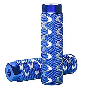 TUKIBNY Bike Pegs, Anti-Skid Aluminum Alloy BMX Foot Pegs Cycling Rear Stunt Pegs Fit 3/8 inch Axles(Blue)
