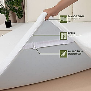 Memory Foam Mattress Topper, 2 inch Gel-Infused Memory Foam Ventilated Bed Mattress Topper Cooling Pad Removable Fitted Bamboo Rayon Cover CertiPUR-US Certified by Lazycat (King)