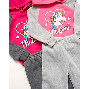Angel Face Toddler Girls' Sweatsuit Set - Fleece Pullover Hoodie and Jogger Sweatpants Set (4 Piece), Size 2T, Magical Unicorn