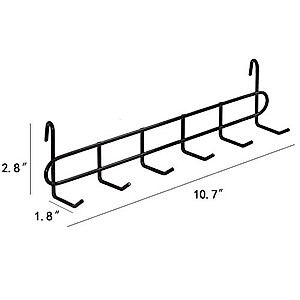 FRIADE Black Grid Hooks Rack for Wall Grid Panel,Hanging Hooks for Wall Grid Storage and Display，Size 10.7”x 2.8”x1.8 ”，2 Pack