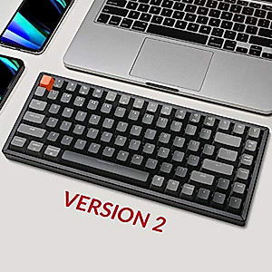Keychron K2 Version 2 Wireless Gaming Mechanical Keyboard, Bluetooth/USB Wired Compact 84 Keys RGB LED Backlit Aluminum Frame for Mac Windows, Gateron G Pro Blue Switch