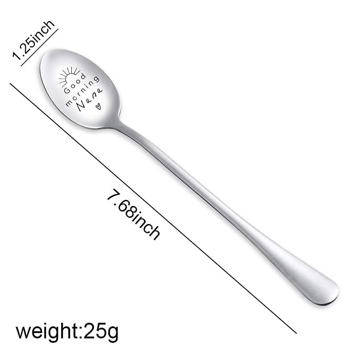 Grandma Nana Gigi Birthday Gifts Spoon for Women Mothers Day Yaya Gifts from Grandkids - Good Morning Nana Christmas Gift for Mom Grandma Nanas Engraved Coffee Cereal Handle Spoons Long Teaspoons