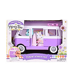 Sunny Days Entertainment Honey Bee Acres Rainbow Ridge Flower Groove Van – Purple Vehicle with Exclusive Unicorn Figure | Tie Dye Stickers to Customize Toy