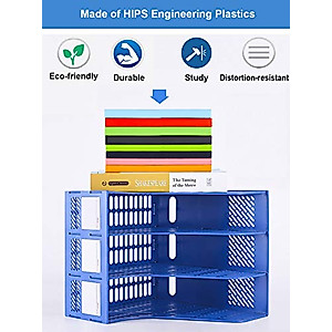 Leven Vertical Desk Organizer, Magazine File Holder with 3 Large compartments, Desktop Accessories for Home and Office Storage