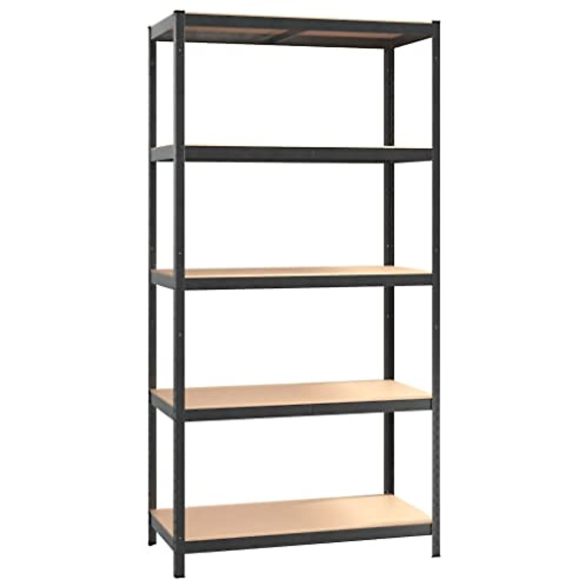 vidaXL 2X 5-Layer Heavy-Duty Shelves Industrial Shelving Workshop Storage Rack Warehouse Corner Shelf Unit Gray Steel and Engineered Wood