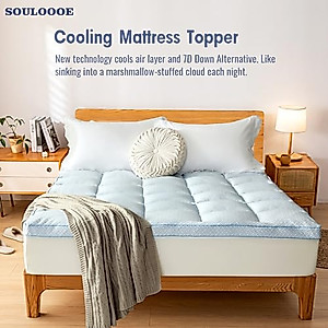 SOULOOOE Twin Mattress Topper, Cooling Pillow Top Mattress Pad Cover, 900G Down Alternative Overfilled Extra Thick Mattress Protector with 8-21 Inch Deep Pocket(39''x75'')