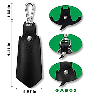 Black Bat Leather Keychain Car Key Fob EDC Key Chain Case Accessories with Key Ring Clip, Snap Closure, for Men Women Boyfriend Gifts