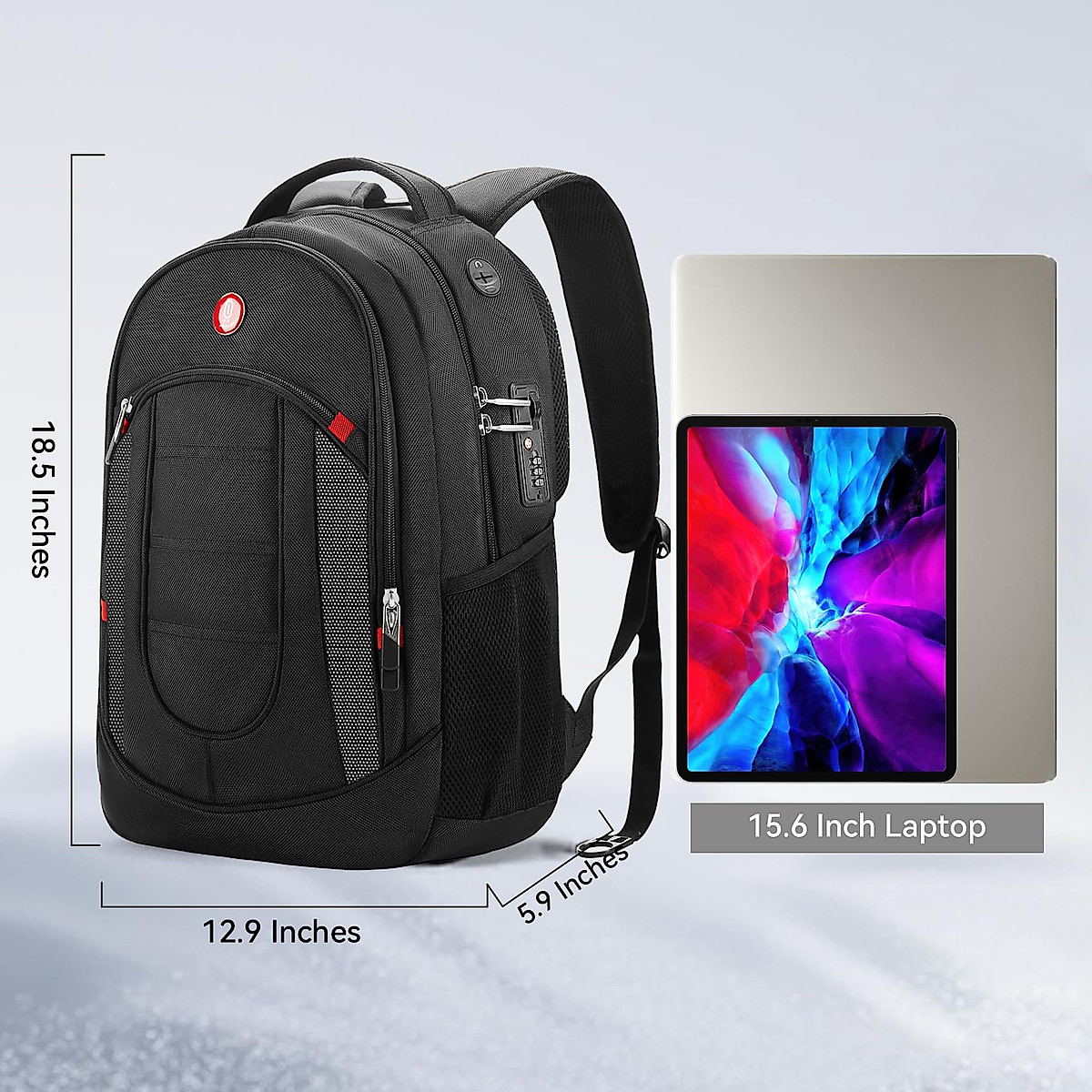 Omnpak 15.6 Inch Laptop Backpack for Men, Anti-Theft Travel Computer Bag with USB Charging Port, Water Resistant Multi-functional Business Backpack with Laptop Compartment, Black