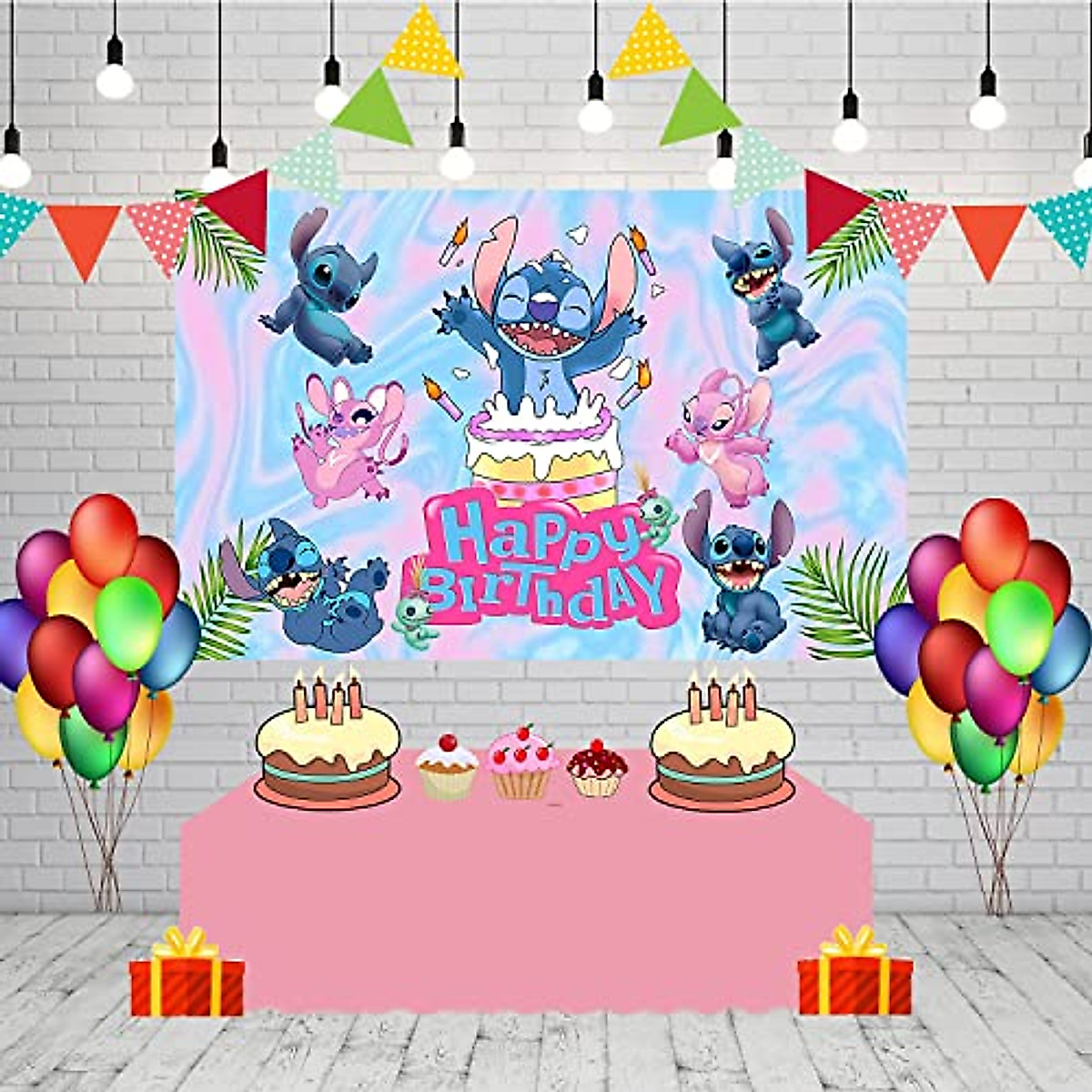 huio Summer Hawaiian Aloha Backdrop for Lilo and Stitch Theme Birthday Party Supplies 5x3ft Tropical Photo Background for Stitch Theme Party Cake Table Decorations Baby Shower Banner