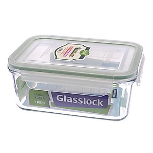 Glasslock RP518 Rectangle Oven Safe Food Glass Container, 1100-ML (37-Ounce or 4½-Cups)