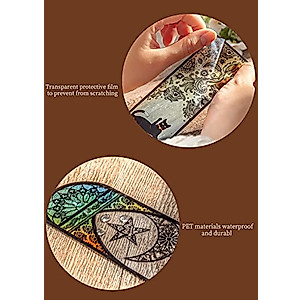 PUDIS Cool Bookmarks, Waterproof, 6 Pieces Bookmarks for Book Lovers, Women, Men, Unique Book Mark for Boys, Girls, Students, Classroom Gifts, School Prize, Reading Present (Cat and Moon)