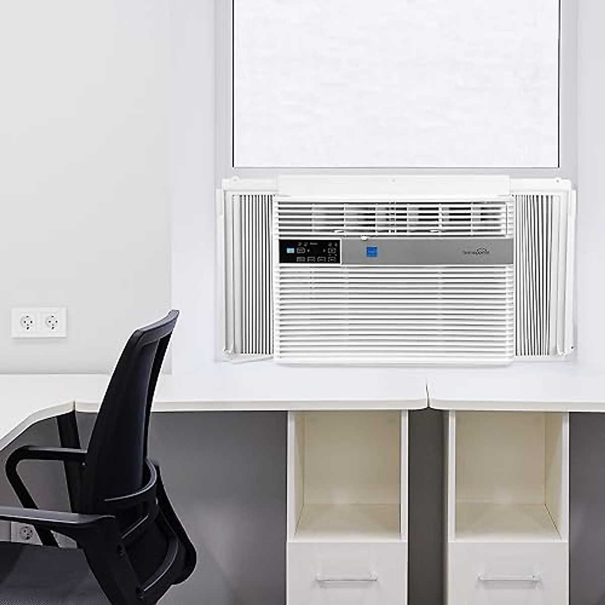 HomePointe 10,000 BTU Single Phase Window Air Conditioner Unit with 1-Touch Remote Control, LED Display Digital Panel, and Installation Kit, White