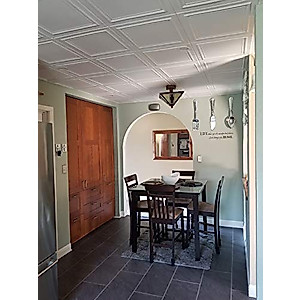 A La Maison Ceilings R24 Line Art Foam Glue-up Ceiling Tile (128 sq. ft./Case), Pack of 48, Plain White