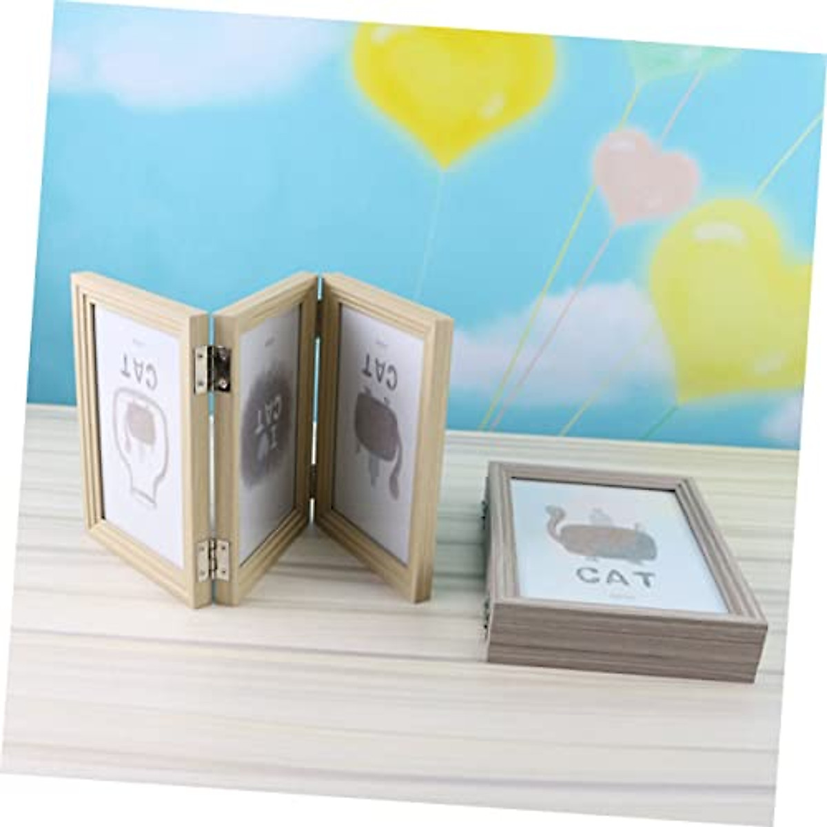 ARTIBETTER Picture Collage 1pc Triple Folding Photo Frame Wooden Pictures Glass Picture Photo Wall Collage Wood Hinged Photo Frame Photo Picture Frame Wooden Three Picture Frame Office