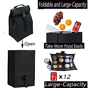 ZM-YOUTOO Insulated Lunch Bag Thermal Foldable Lunch Box with Adjustable Shoulder Strap for Men, Adults, Women Office, Work, Picnic Hiking Beach