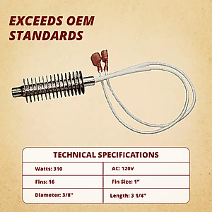 Pellethead Replacement Harman Pellet Igniter 3-20-677200 Upgrade Design 15 fins Incoloy 800 P35i P42i P43 P68 P61A PF100 Advance XXV Accentra Absolute 43 Absolute 63 BA100