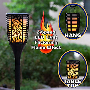 Theater Solutions TT100 Fully Wireless 120 Watt Rechargeable Battery Bluetooth Tiki Torch Speaker 2 Pack Lanterns Link Up to 99 Speakers Wirelessly, Black