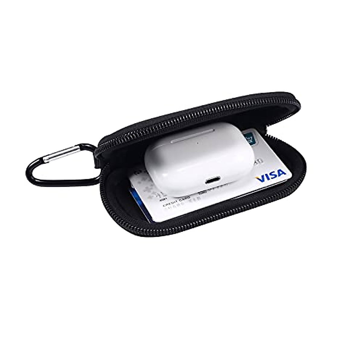 Neoprene Sleeve Earphone Carry Bag Earbud Case Earphone Carrying Case Storage Bag Headphone Mini Pouch for Wireless Earbuds Airpods Bluetooth Headset Case with Carabiner