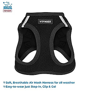 Voyager Step-In Air Dog Harness w/ Leash - All Weather Mesh Step in Vest Harness for Small and Medium Dogs by Best Pet Supplies - Black, S